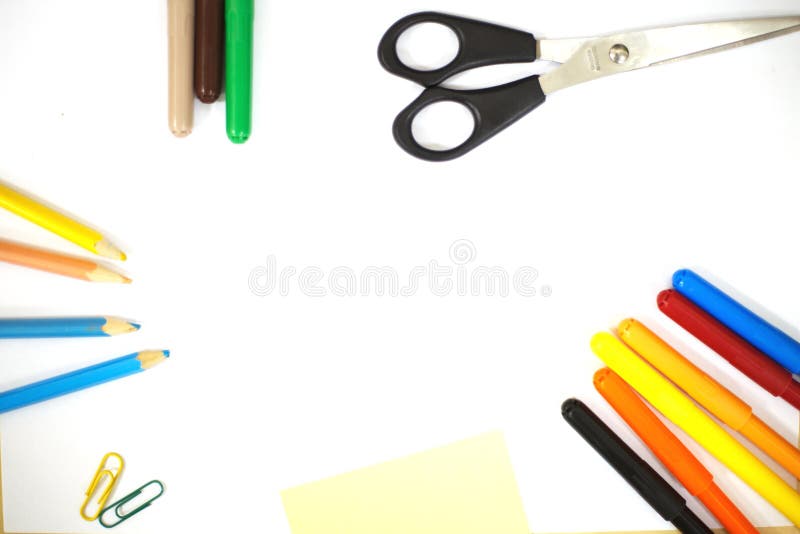 Items for Drawing on a White Stock Photo - Image of desk, imagination ...