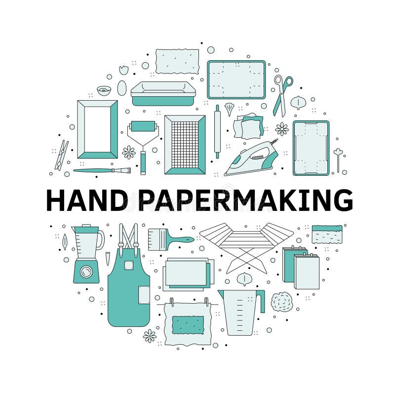Items for Hand Papermaking Icon Set Vector Stock Vector - Illustration ...