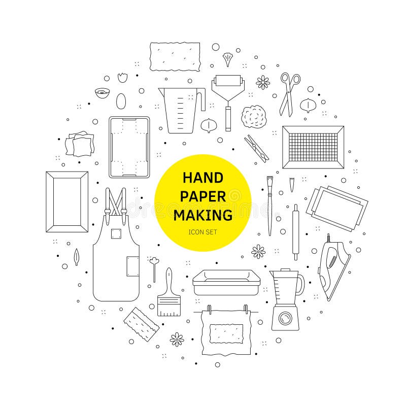Items for Hand Papermaking Icon Set Vector Stock Vector - Illustration ...