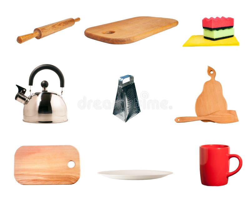 Items for the Kitchen on a White Background Editorial Photo - Image of ...