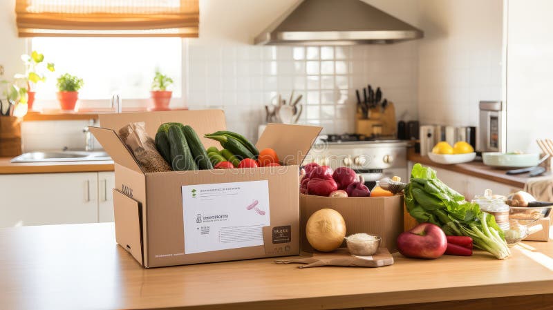 Items open delivery box stock illustration. Illustration of counter ...