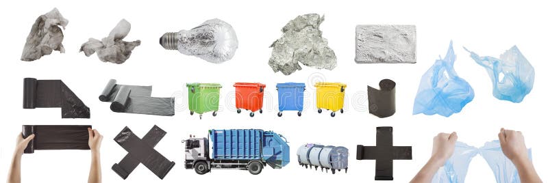 Items for Recycle Bin Set with Garbage Stock Image - Image of clean ...