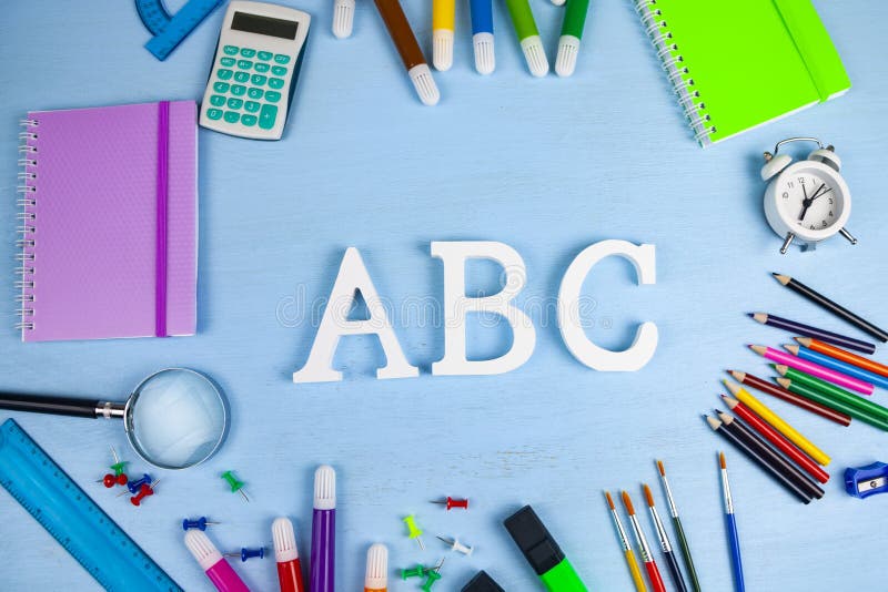 Items for the School and Letters ABC Stock Photo - Image of colorful ...