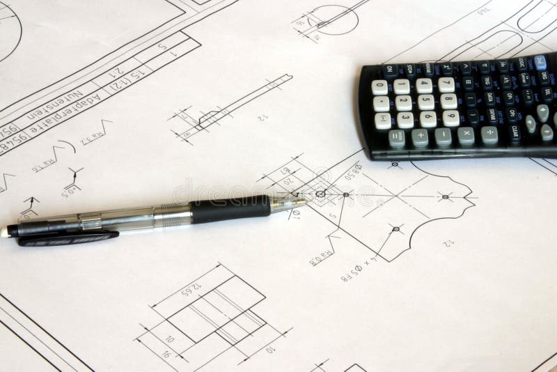 Items on technical drawing stock photo. Image of drawings - 2238218