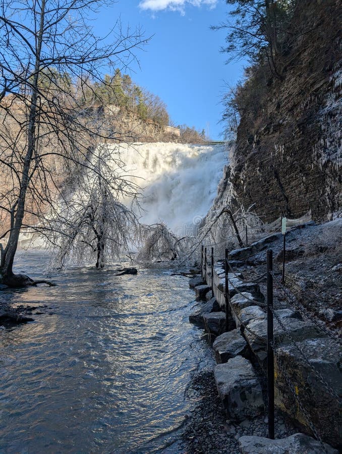 Ithaca falls stock image. Image of tree, winter, reflection - 366849917