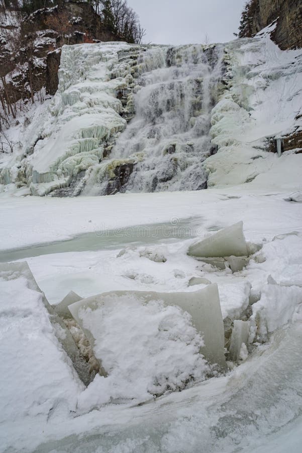 Ithaca Falls View during Winter. New York. USA Stock Photo - Image of ...