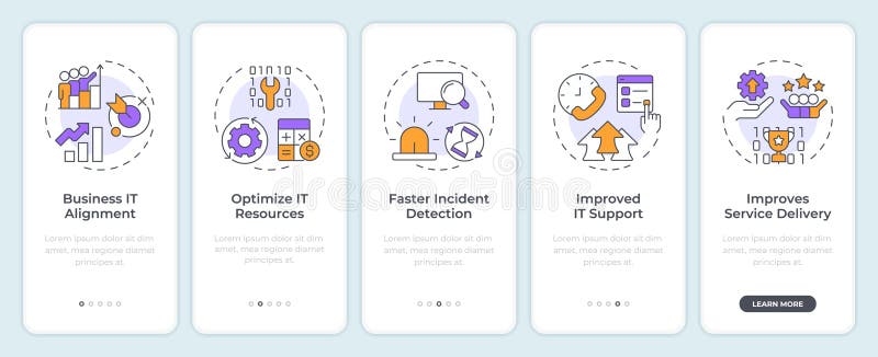 ITIL Benefits Onboarding Mobile App Screen Stock Illustration ...