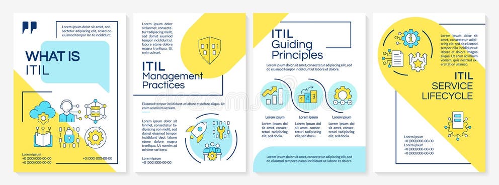 ITIL Service Blue and Yellow Brochure Layout Stock Illustration ...