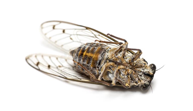 On Its Back Grey Cicada, Isolated Stock Photo - Image of orni, cicada ...