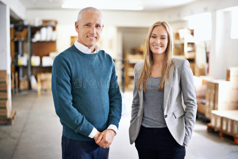 Its a Big Warehouse and a Big Job. Portrait of a Two Managers Standing ...