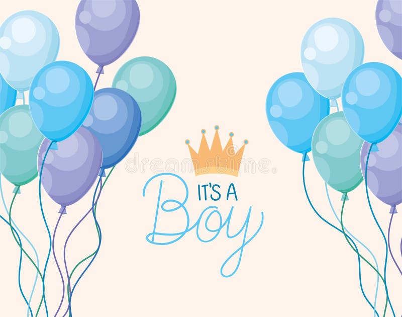 Its a boy card stock vector. Illustration of crown, balloon - 229382733