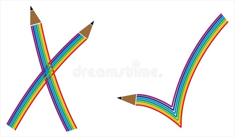 Check Mark in Rainbow Pattern Stock Illustration - Illustration of ...