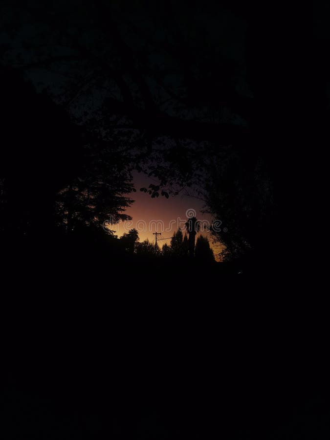 Its Dark with only a Hint of Light, the Sunset. Stock Image - Image of ...