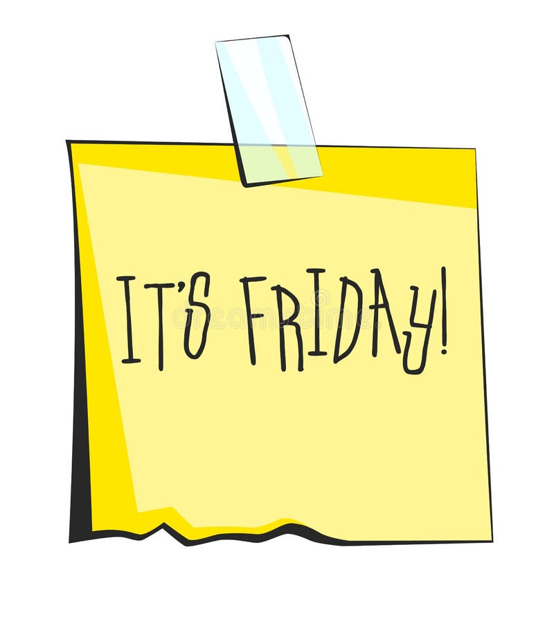 Its Friday Paper Sticky Note. Retro Reminder Sticker Stock Illustration ...