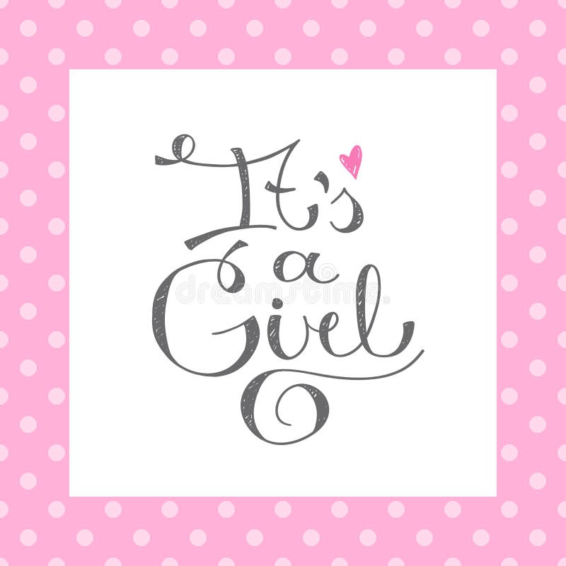 Its a girl text stock vector. Illustration of birth, pink - 71109104