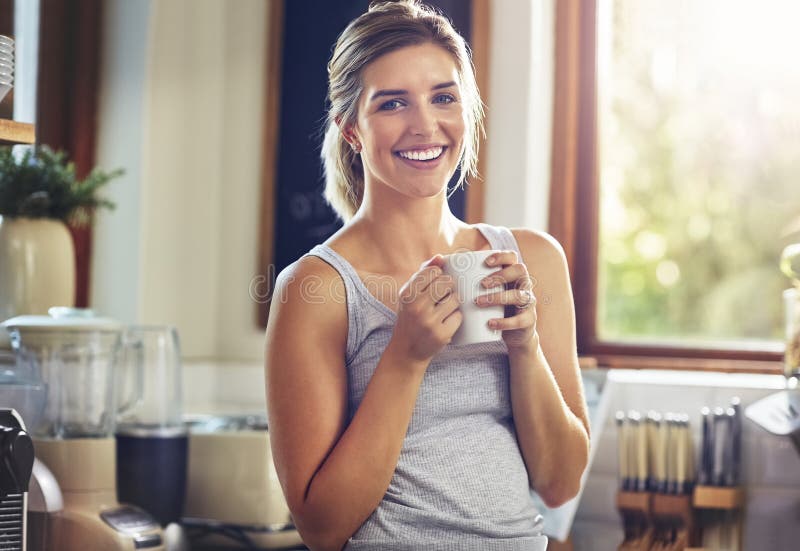 Its always a Good Morning with Coffee. a Young Woman Having Her Morning ...