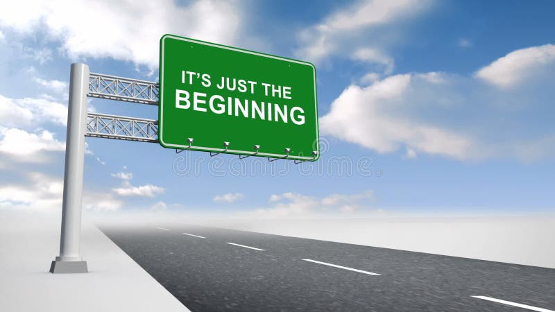 Its Just the Beginning Sign Over Open Road Stock Footage - Video of ...