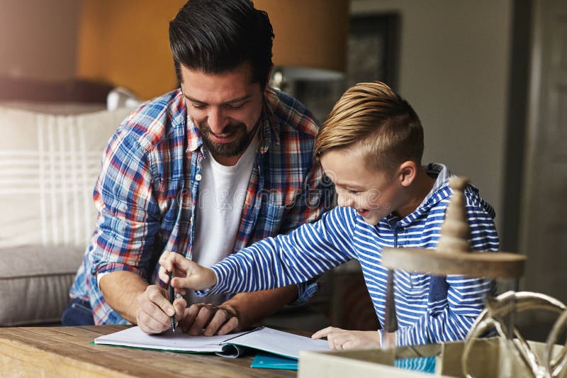 Its a Learning Experience for Them Both. a Father Helping His Little ...