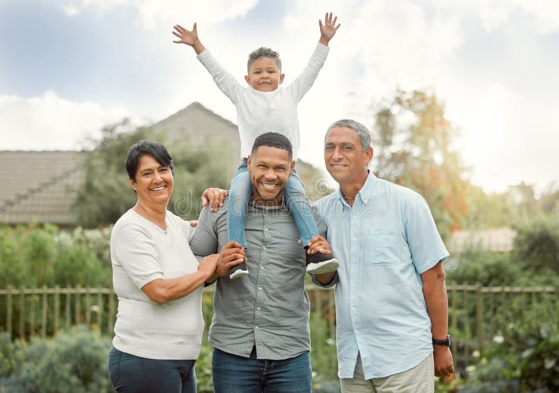 Its Love that Matters. a Family Standing in the Backyard. Stock Image ...