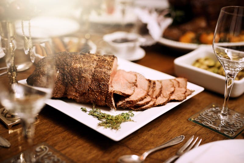 Its Not a Feast without Roast Beef. a Feast on a Table at Christmas ...