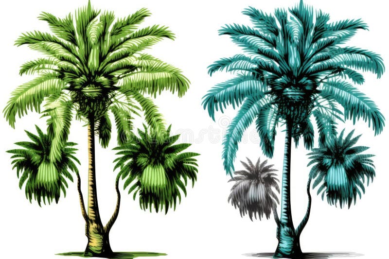 Its a Pair of Palm Trees. Drawing for Use in Design, Isolated on White ...