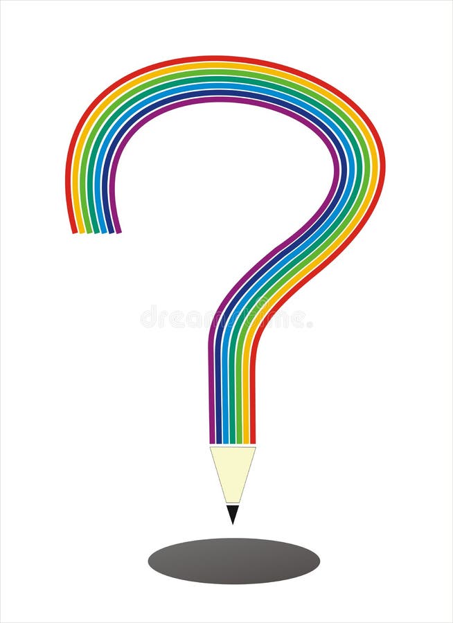Question Mark Pencil in Rainbow Pattern Stock Illustration ...