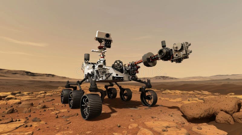 With Its Retractable Arm Extended the Rover Delicately Collects a Rock ...