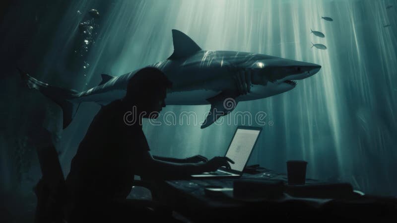 With Its Sharp Teeth on Display, this Shark at the Computer Symbolizes ...