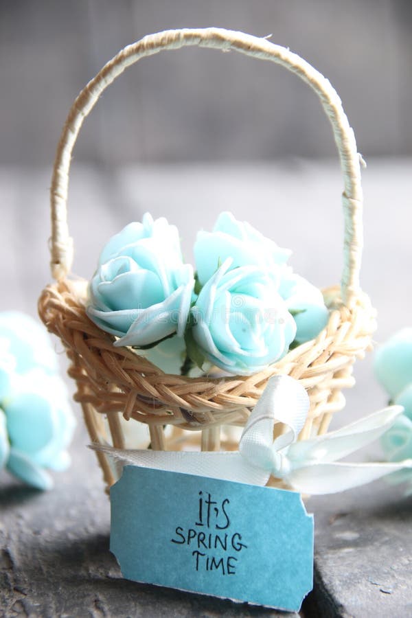 Its Spring Time Concept, Spring Flowers in a Small Basket Stock Photo ...