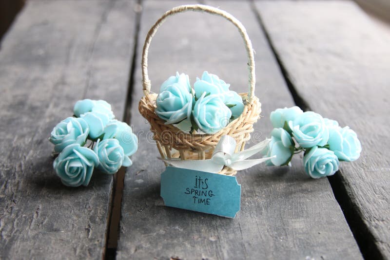 Its Spring Time, Spring Flowers in a Small Basket Stock Photo - Image ...