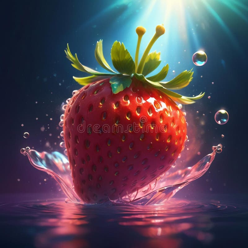 Strawberry with light stock illustration. Illustration of flower ...