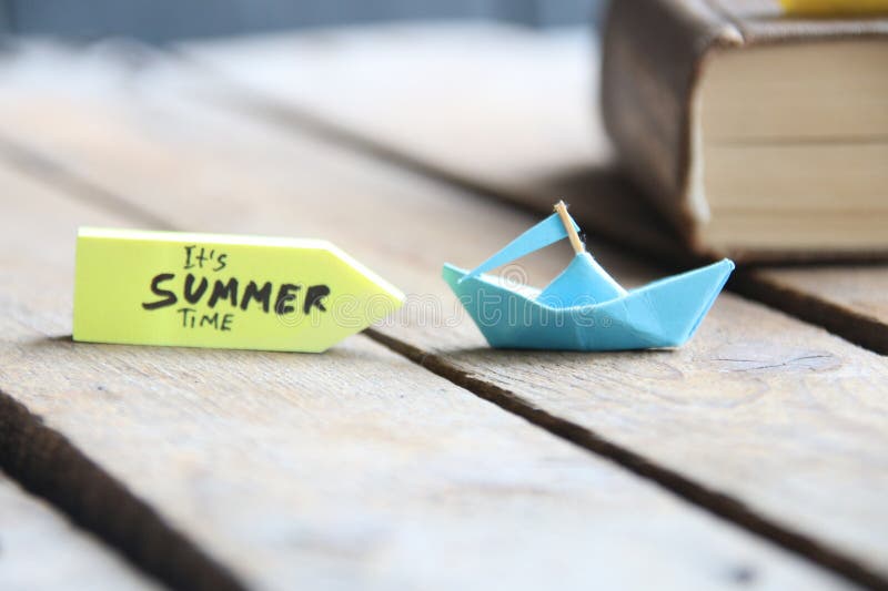 Its Summer Time. Paper Boat and Text. Stock Image - Image of sailboat ...