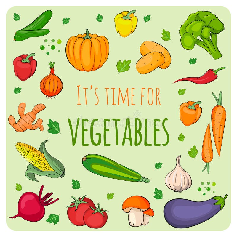 Vegetables Icons Set. Vegetables Collection. Flat Vector Vegetables ...