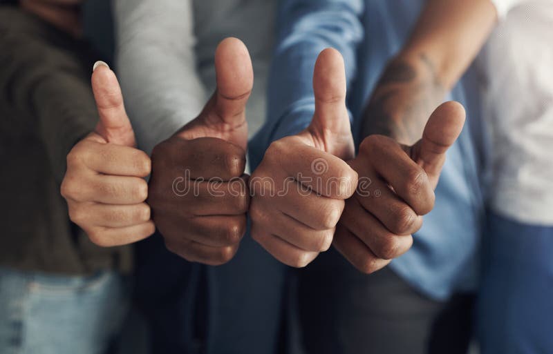 Its a Yes from Us. a Group of Unrecognizable People Showing Thumbs Up ...