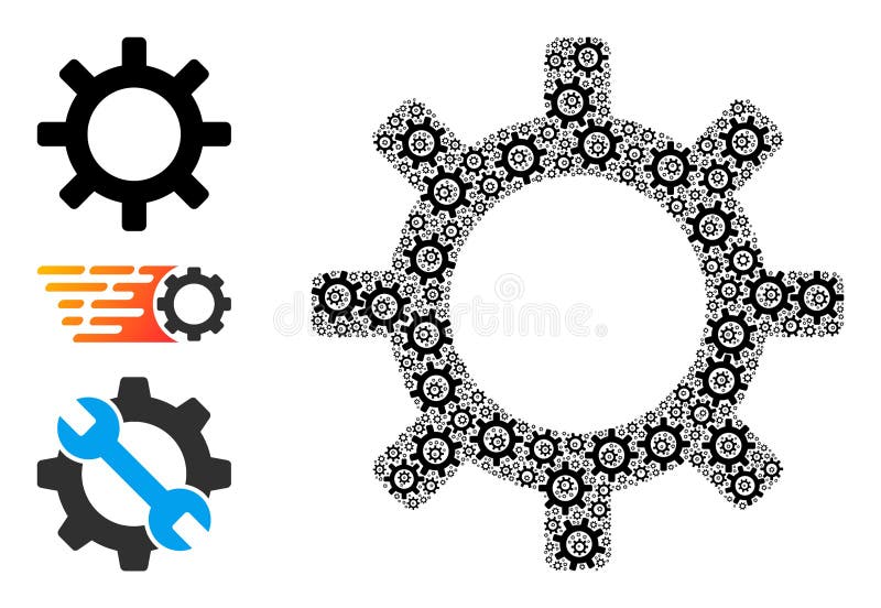 Recursion Gearwheel Icon Self Composition Stock Vector - Illustration ...