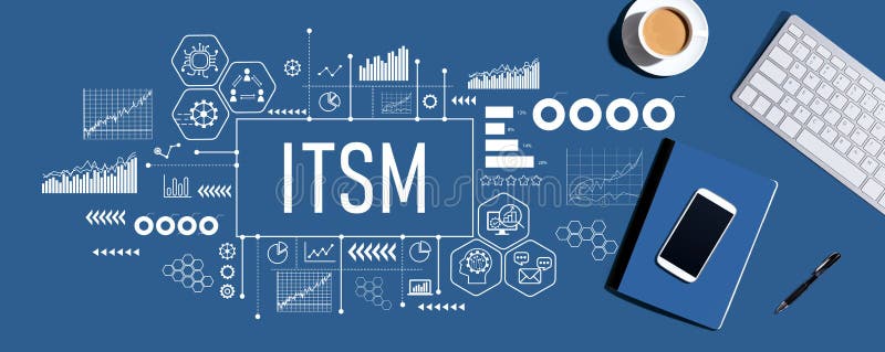 ITSM Theme with Computer Keyboard and Office Items Stock Illustration ...