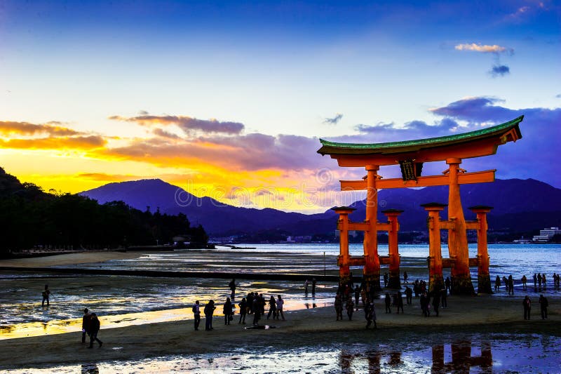 Itsukushima Shrine stock photo. Image of lights, building - 38071508