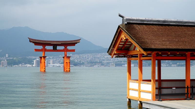 Itsukushima Shrine Torii Gate at Miyajima in Hiroshima Stock Image ...