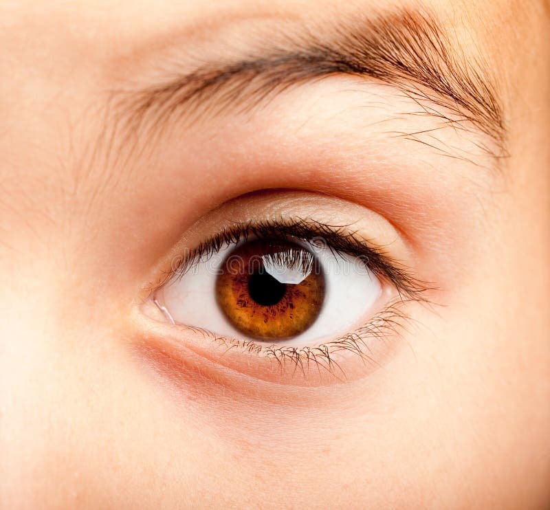 Little Girl Child Putting Contact Lens into Her Eye Closeup Stock Photo ...
