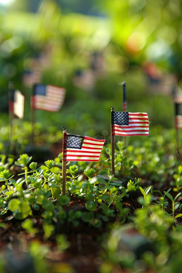 Itty-bitty Memorial Day Display with Miniature Flags Stock Illustration ...