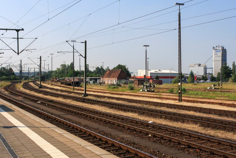 View of Empty Multiple Train Tracks from Platform at Itzehoe Train ...