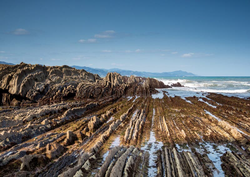 The Itzurum Flysch in Zumaia - Basque Country, Spain Stock Image ...