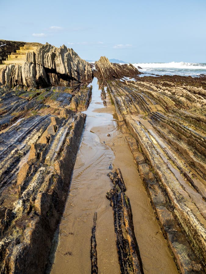 The Itzurum Flysch in Zumaia - Basque Country, Spain Stock Image ...