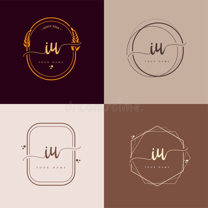 IU Initial Handwriting Logo Vector Sets. Hand Lettering Initials Logo ...