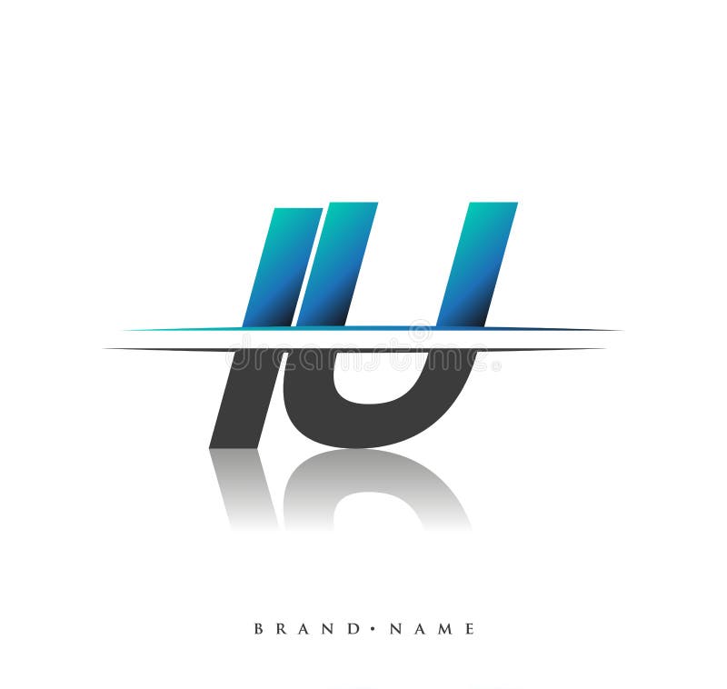 IU Initial Logo Company Name Colored Black and Blue, Simple and Modern ...