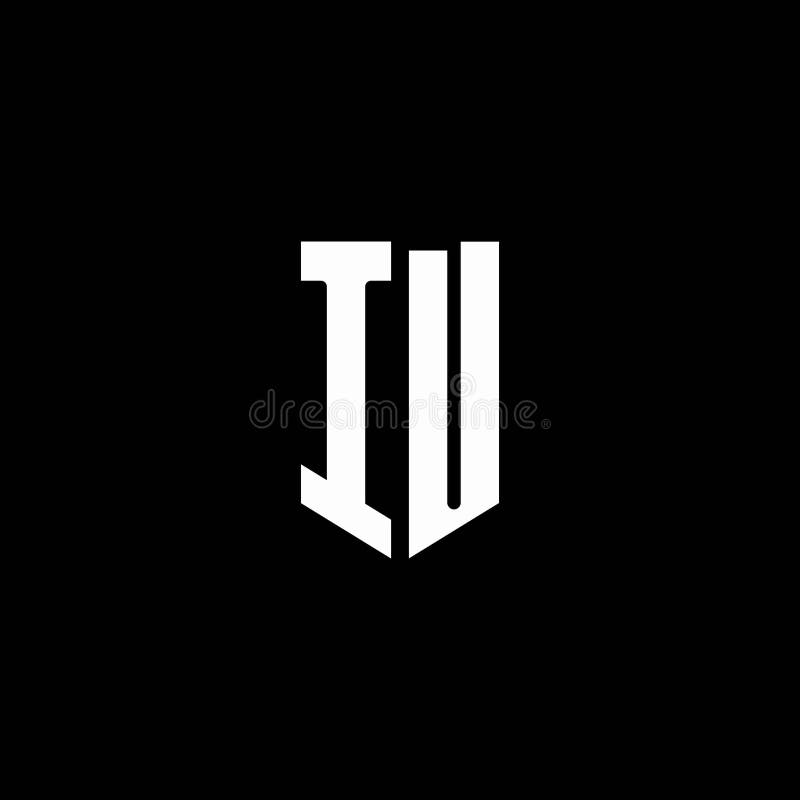 IU Logo Monogram with Emblem Style Isolated on Black Background Stock ...