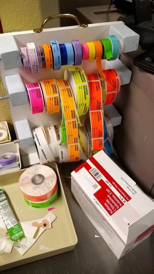 Daily IV Bag Label Stickers for Nursing Use Stock Photo - Image of info ...