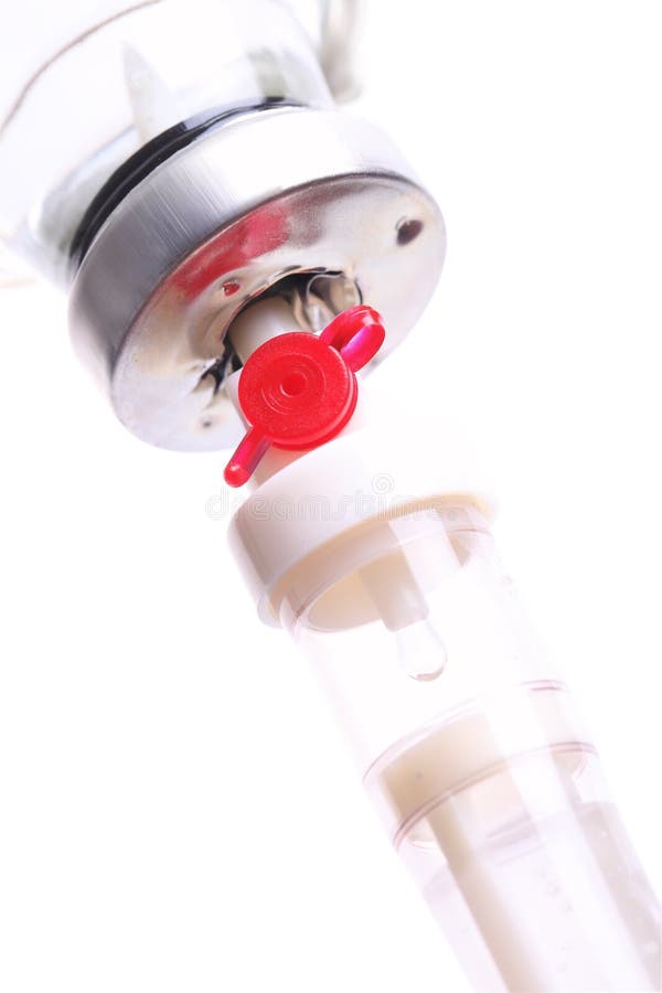 IV Drip System and Vial with Medication. Stock Photo - Image of liquid ...