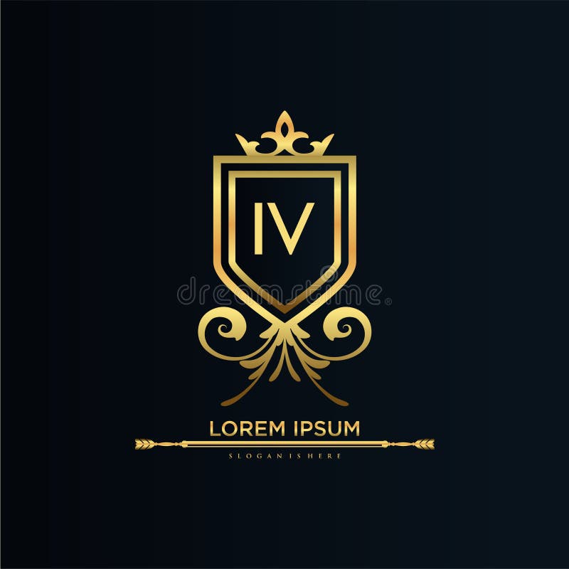 IV Letter Initial with Royal Template.elegant with Crown Logo Vector ...