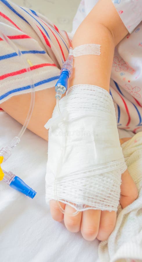 IV Solution in a Child S Patients Hand Stock Photo - Image of childhood ...